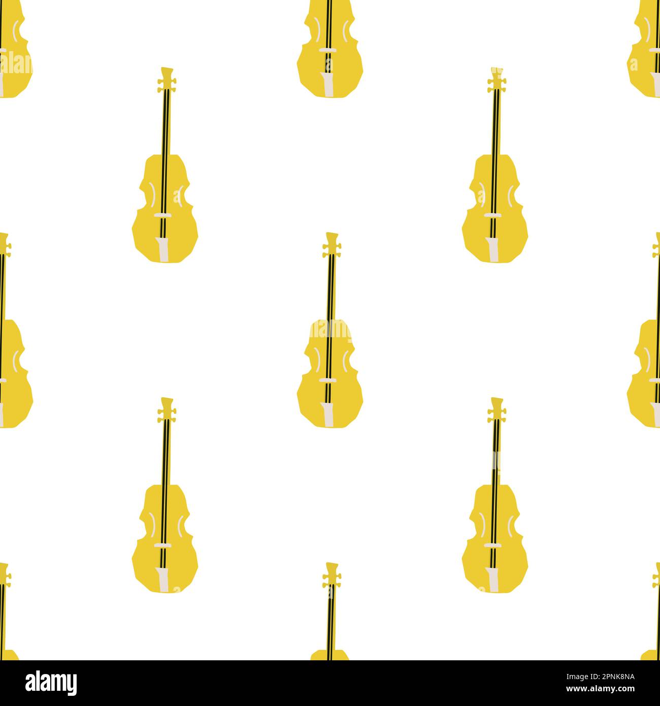 Seamless pattern with illustration of musical instrument violin in ...