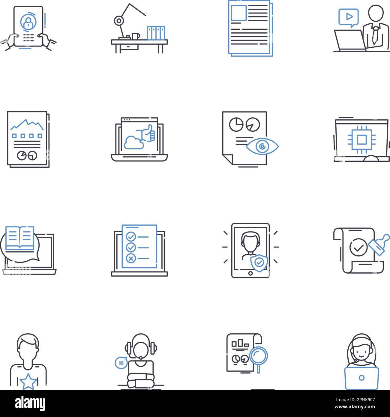 News coverage line icons collection. Breaking, Investigative, Local, National, International ...