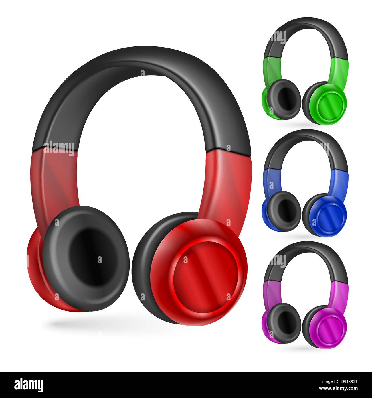 Earphones realistic design concept set of big and small images of ...