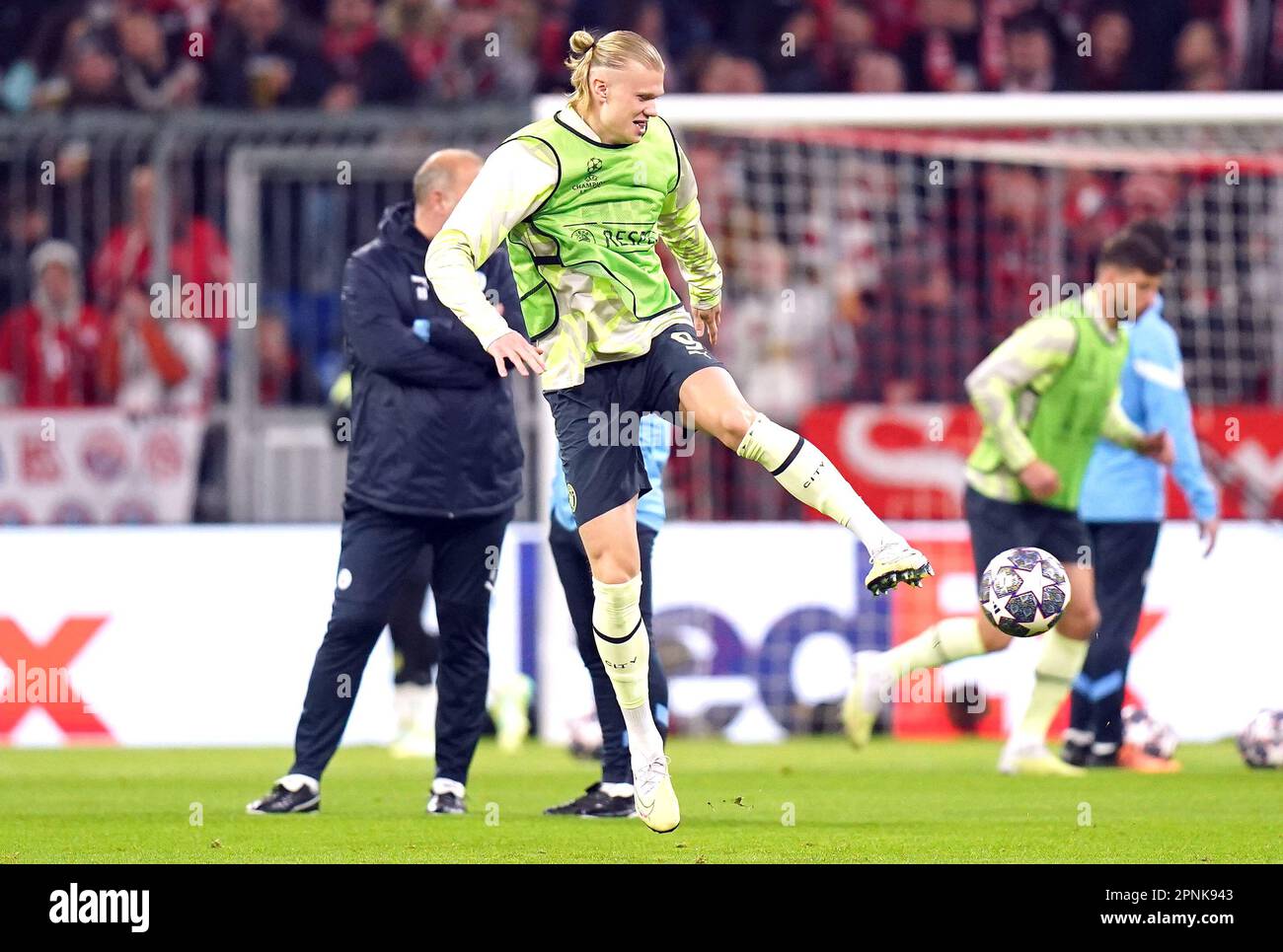 Manchester City's Erling Haaland warming up prior to kick-off before ...