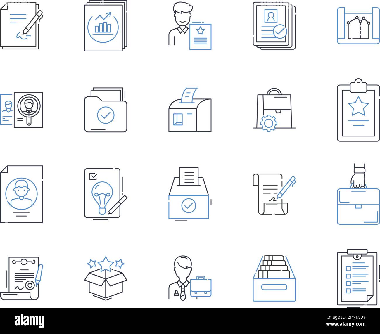 Professional Records Line Icons Collection Documentation Reports Records Archives Filing