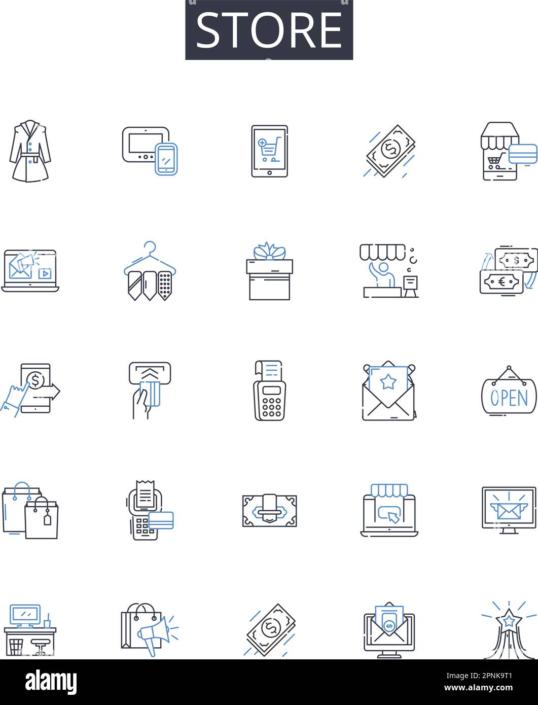 Store line icons collection. Shop, Boutique, Market, Emporium, Outlet ...