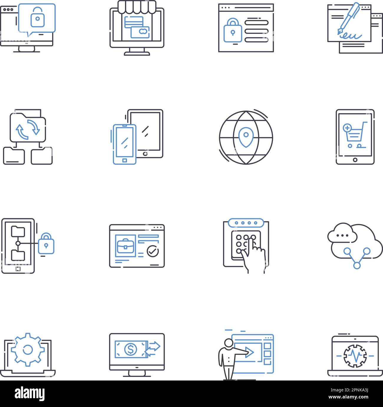 Artificial reality outline icons collection. Simulation, Virtuality ...