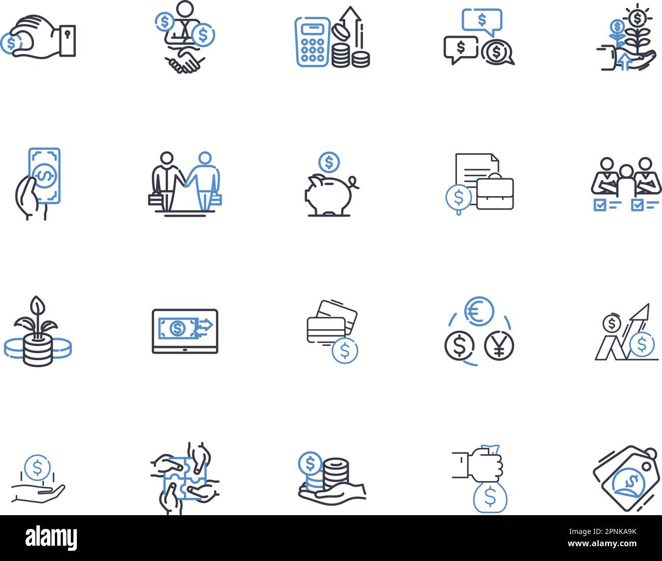 Generating earnings line icons collection. Income, Profit, Revenue ...
