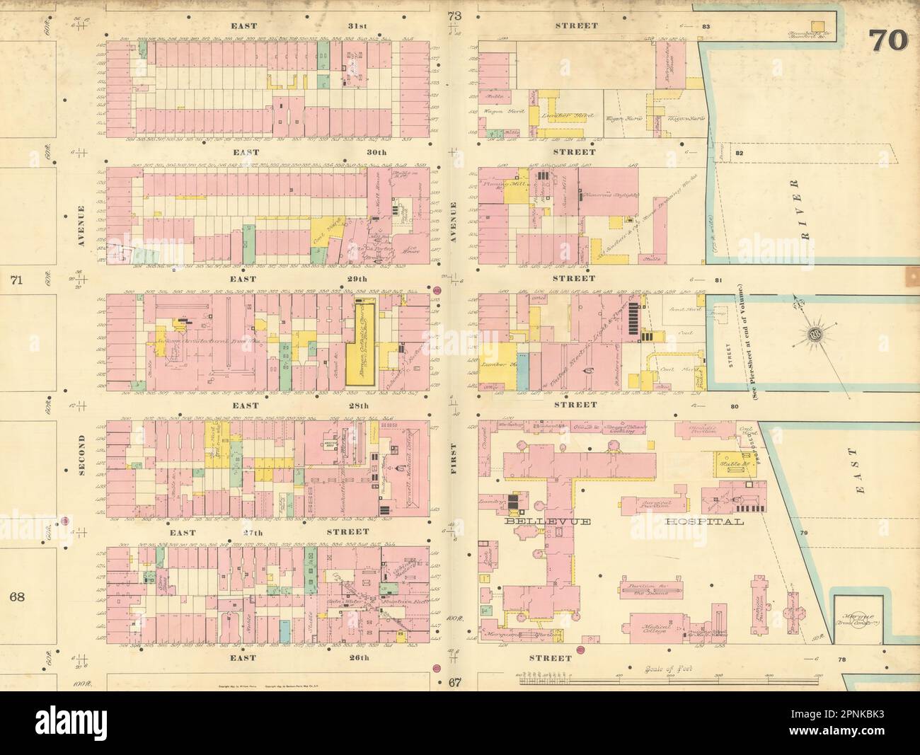Sanborn NYC #70 Manhattan Midtown East Kips Bay Murray Hill Bellevue ...