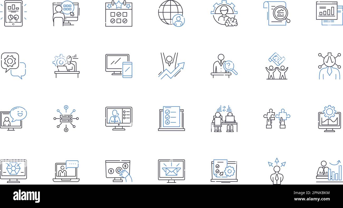 Employment and engagement line icons collection. Motivation ...