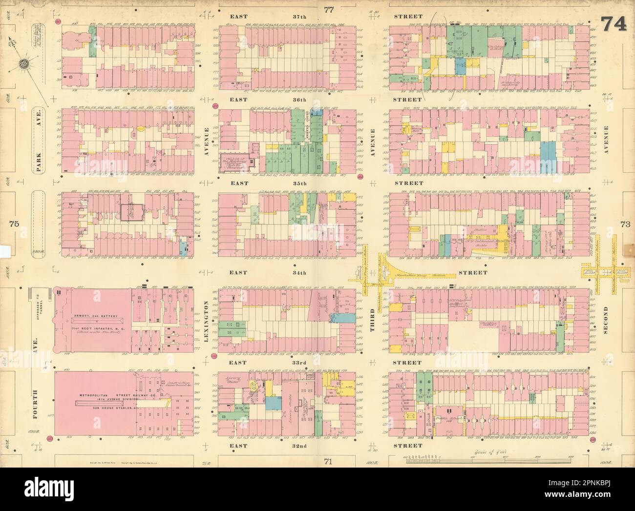Sanborn NYC #74 Manhattan Midtown East Murray Hill Kips Bay NoMad 1899 ...