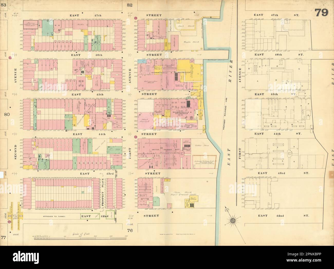 Sanborn NYC #79 Manhattan Midtown East Tudor City Turtle Bay UN 1899 ...