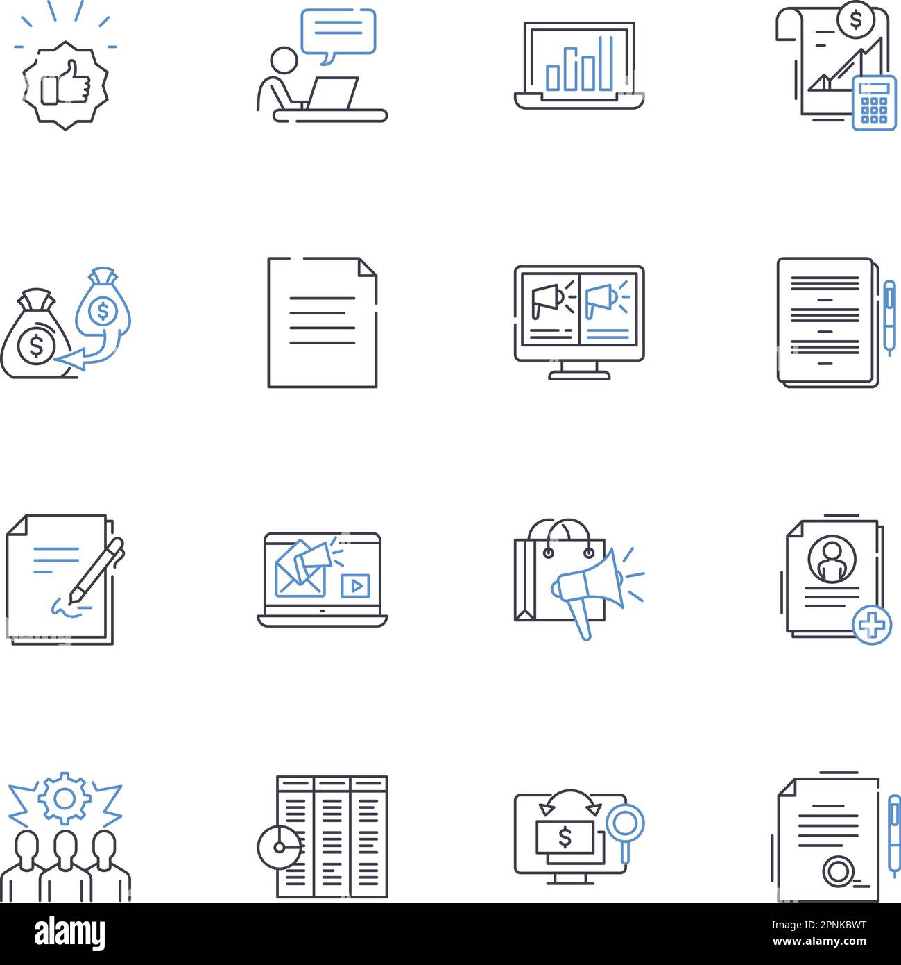 Initiation phase line icons collection. Beginnings, Entry, Launch ...