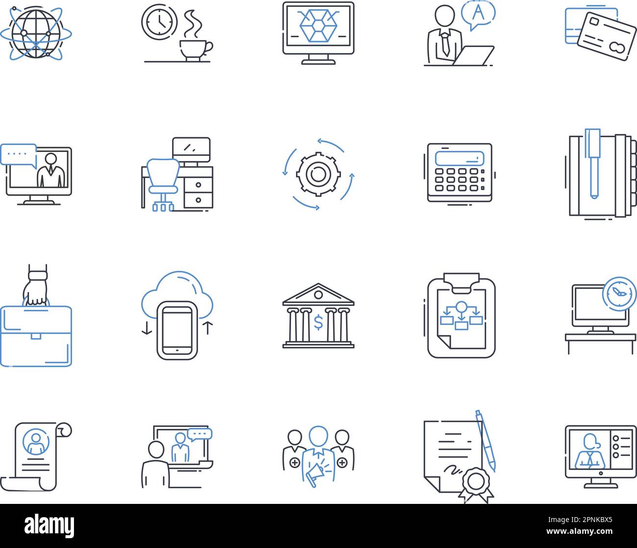 Corporation mechanism line icons collection. Regulation, Management ...