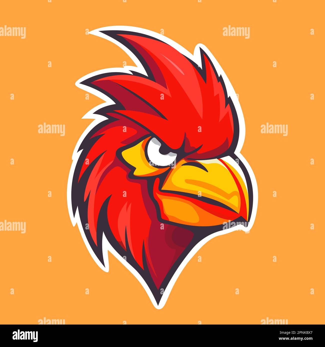 Rooster logo design. Cute rooster head. Image of a rooster in flat ...
