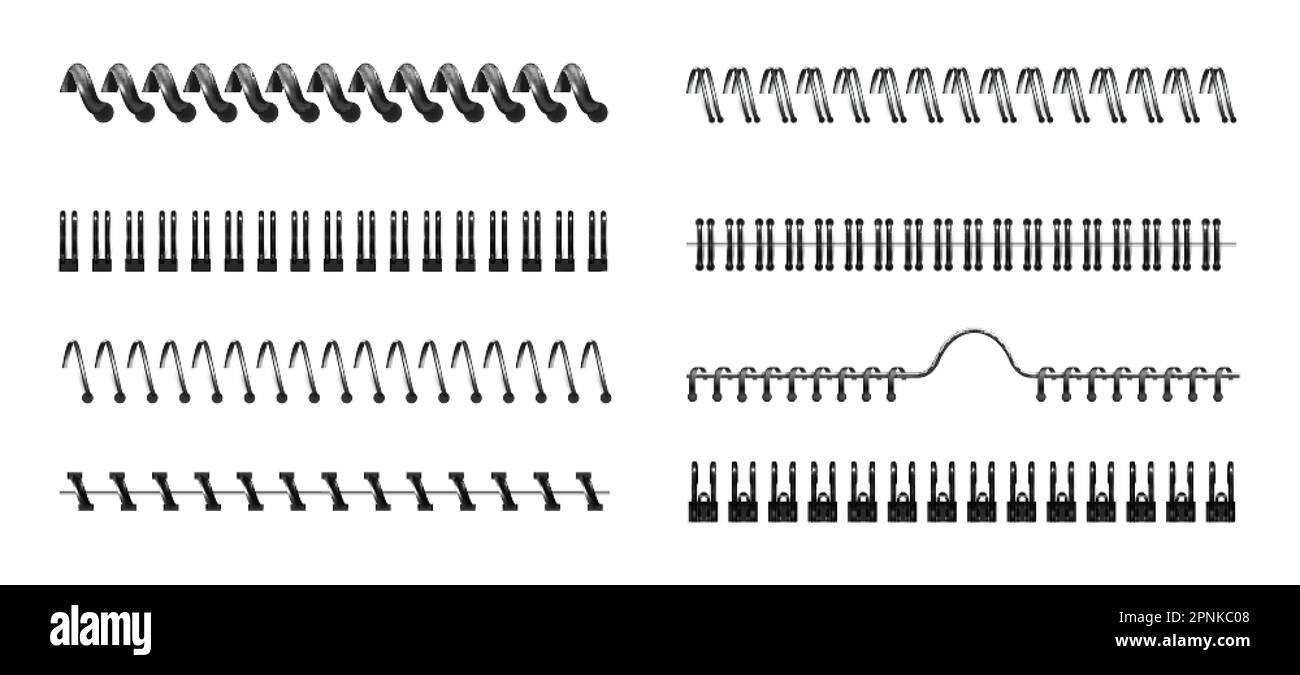 Stationary realistic set of metal binders for notepad booklet notebook ...