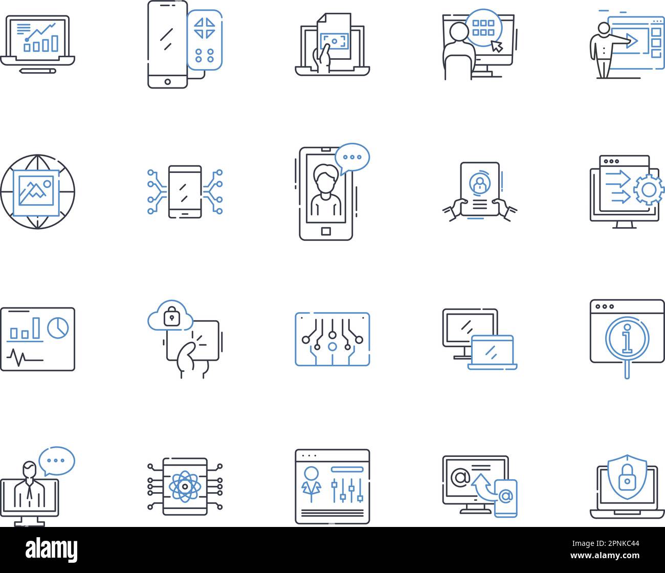 Systems Line Icons Collection Integration Optimization Automation