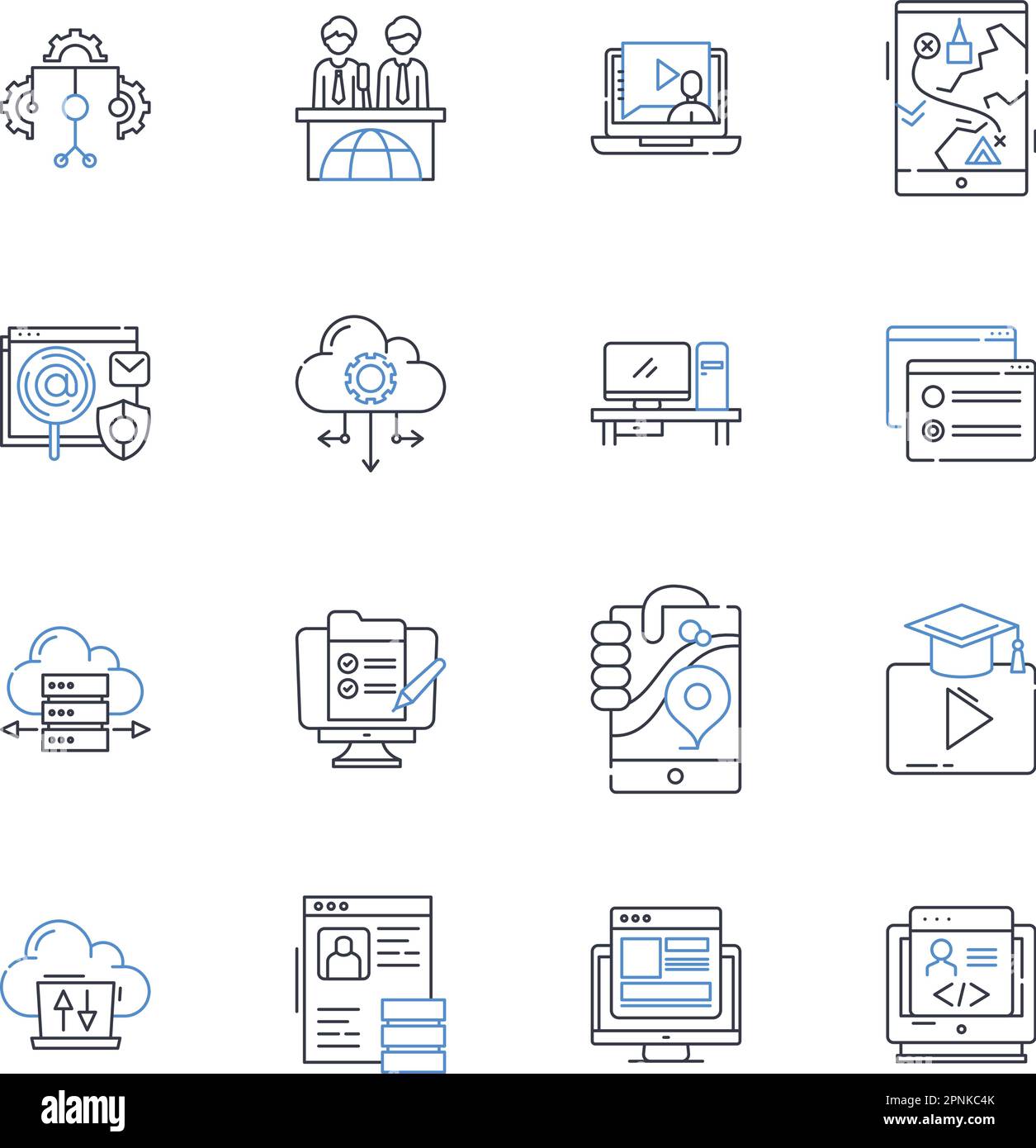 Big Data Line Icons Collection Analytics Mining Visualization Insights Algorithms Hadoop