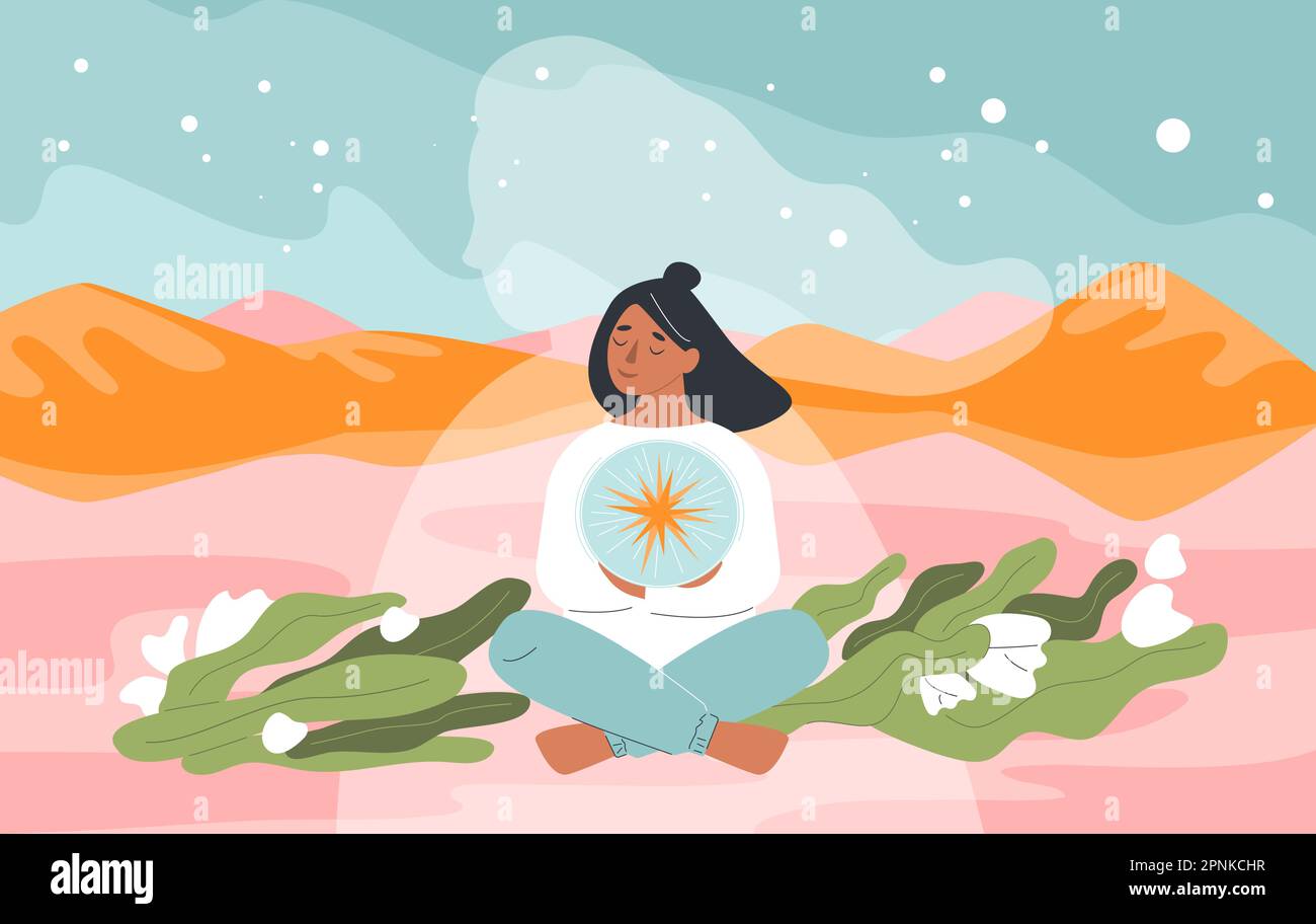 Human inner world conceptual composition with flat planet terrain ...