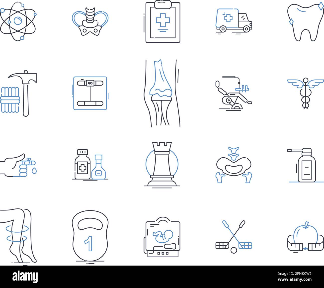 Strength workout line icons collection. Endurance, Resistance, Power, Muscle, Barbell, Dumbbell ...