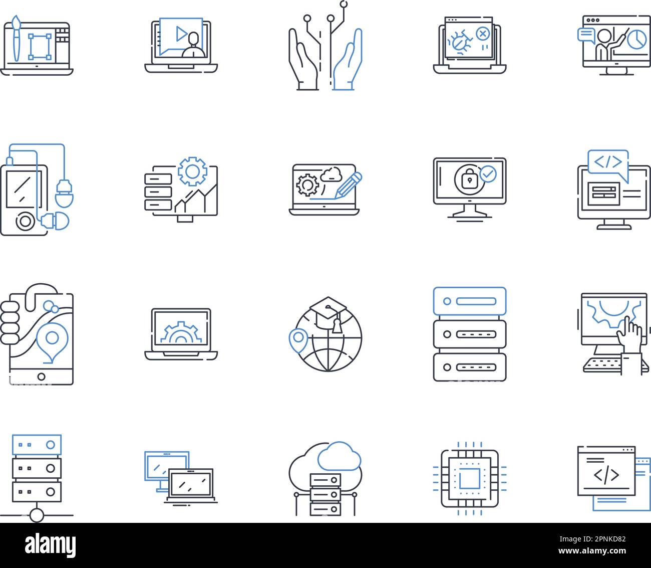 Landing page line icons collection. Conversion, Optimization, Visitors ...