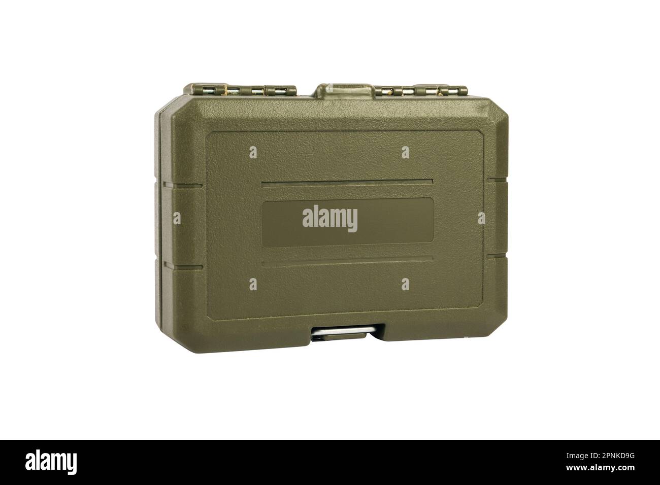 Green tool case. Khaki Weapon case isolated on white background Stock ...