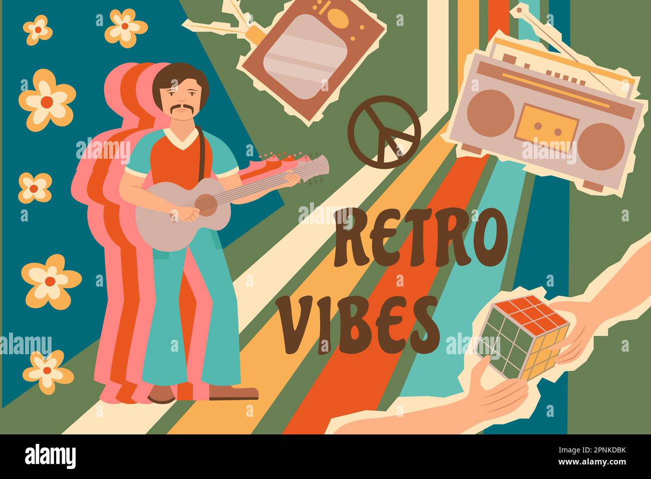 Generations people composition with collage of flat baby boomers hippie ...