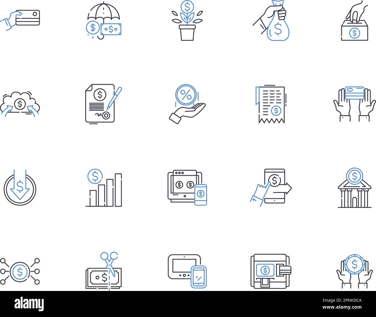 Granting line icons collection. Bestow, Endow, Permit, Apportion ...