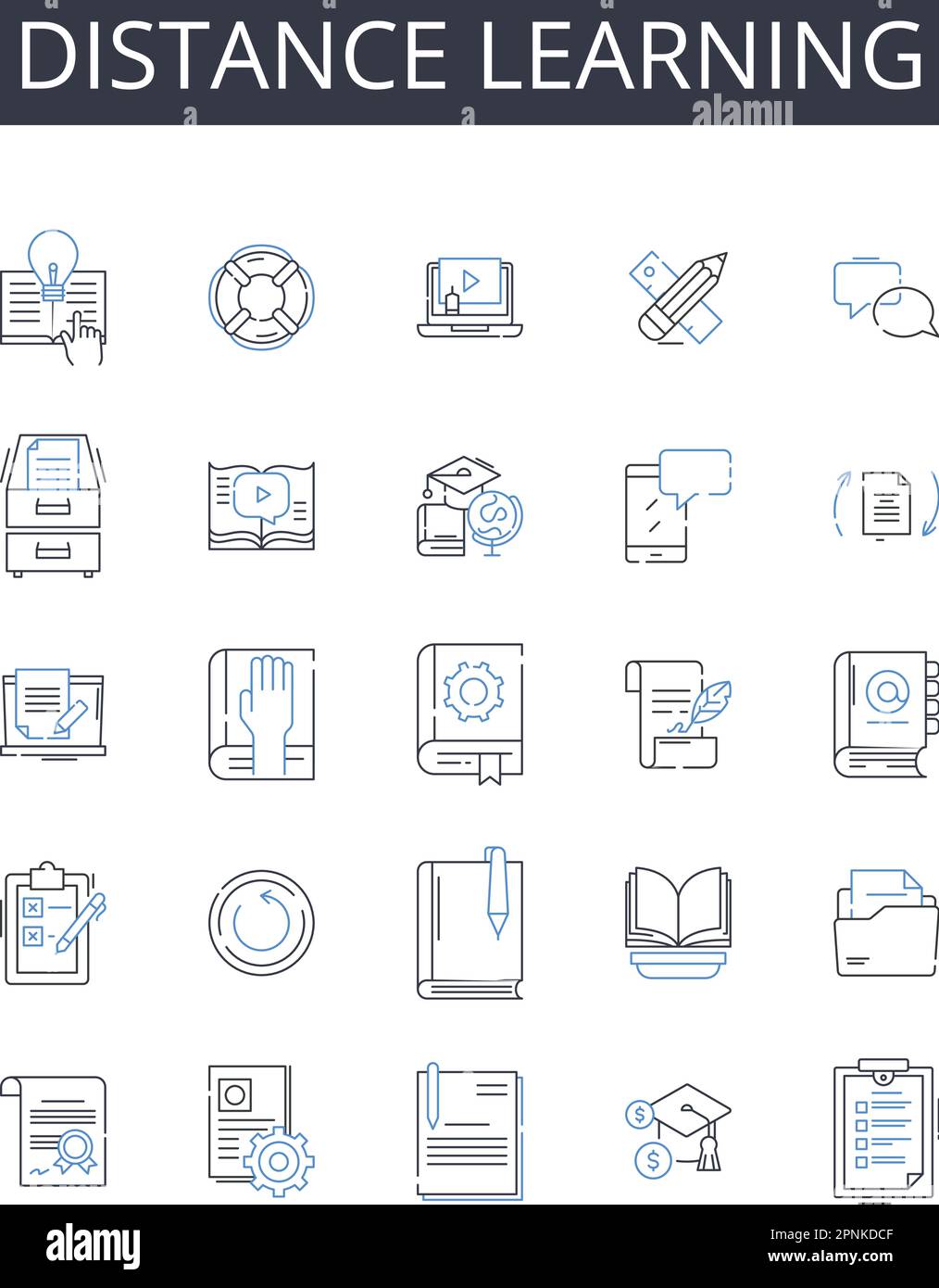 distance learning line icons collection. e-learning, virtual education ... distance learning line icons collection. e-learning, virtual education ...