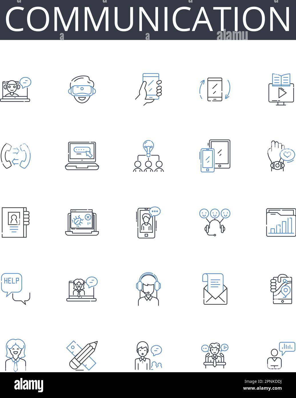 Communication line icons collection. Dialogue, Exchange, Correspondence, Interaction, Converse ...