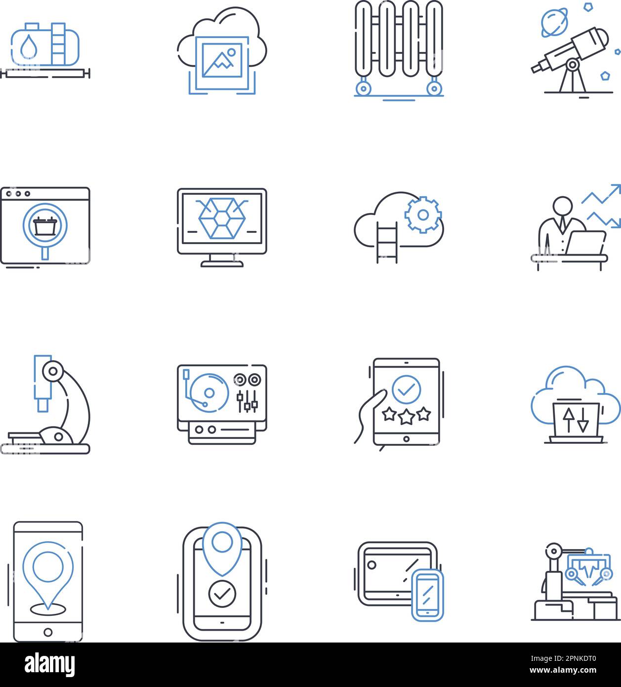 Machinery And Equipment Line Icons Collection Automation Assembly Manufacturing Production