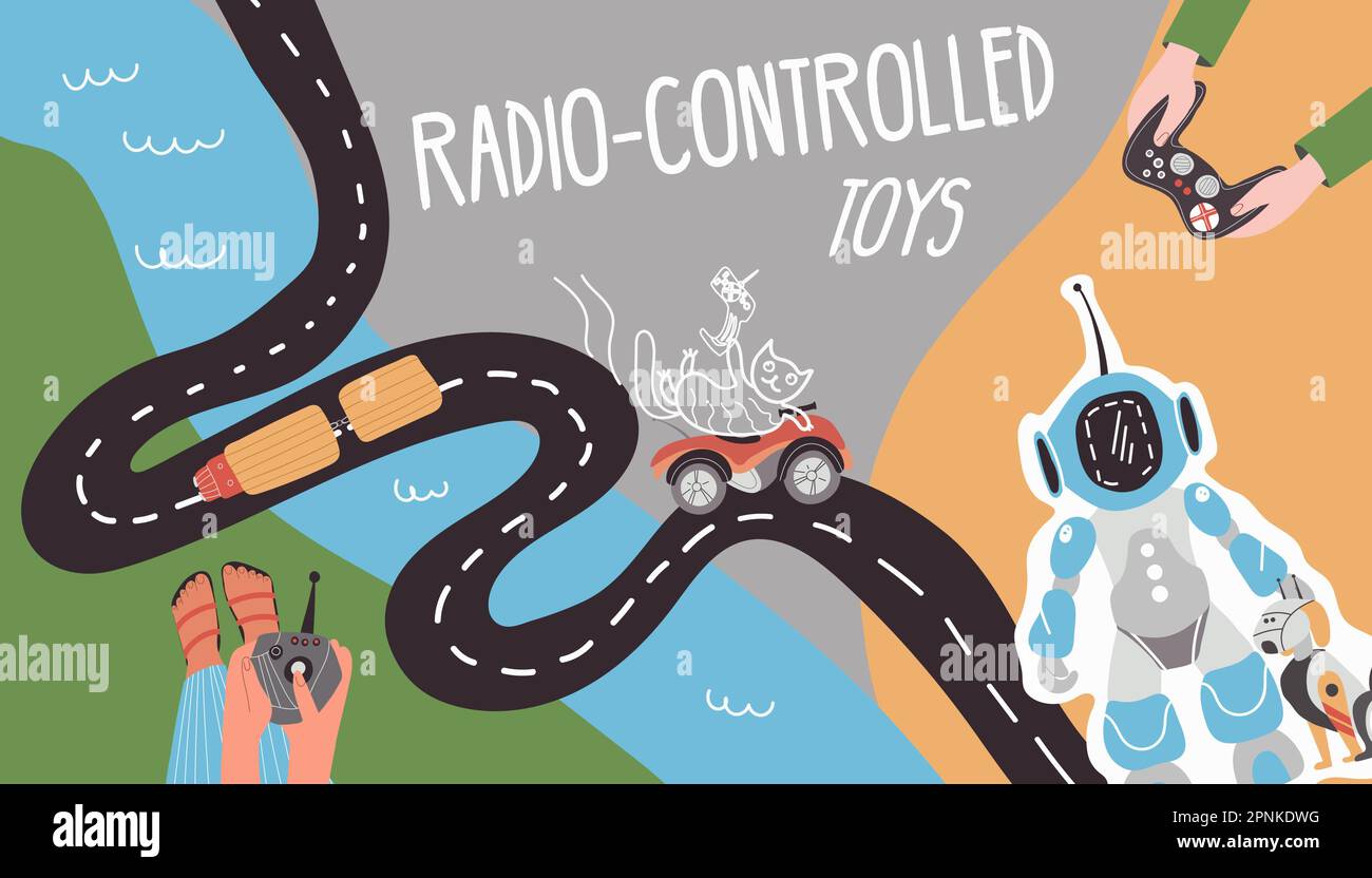 Control toys collage with leisure and activity symbols flat vector ...