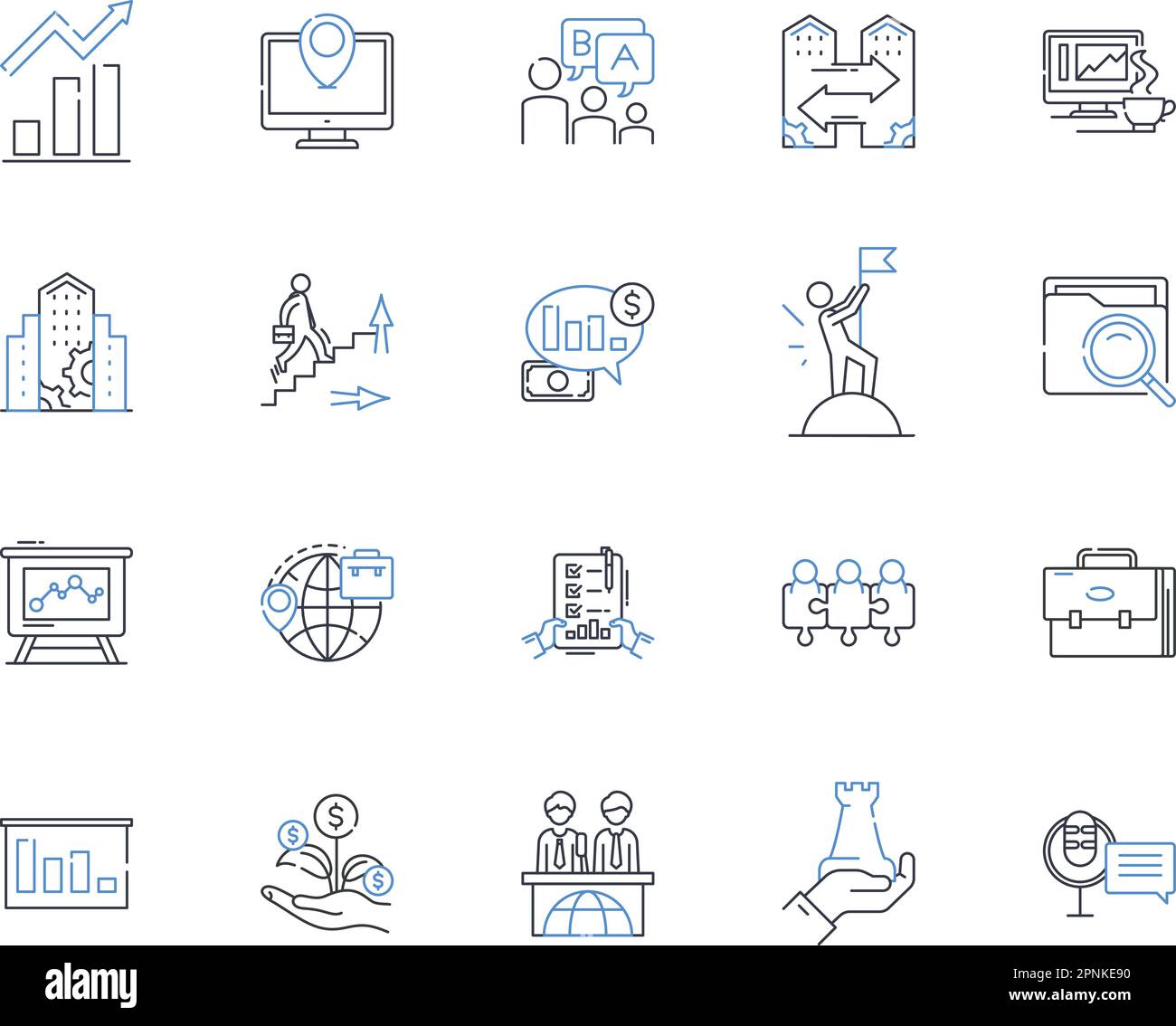 Revenue targets line icons collection. Goals, Objective, Ambitions ...