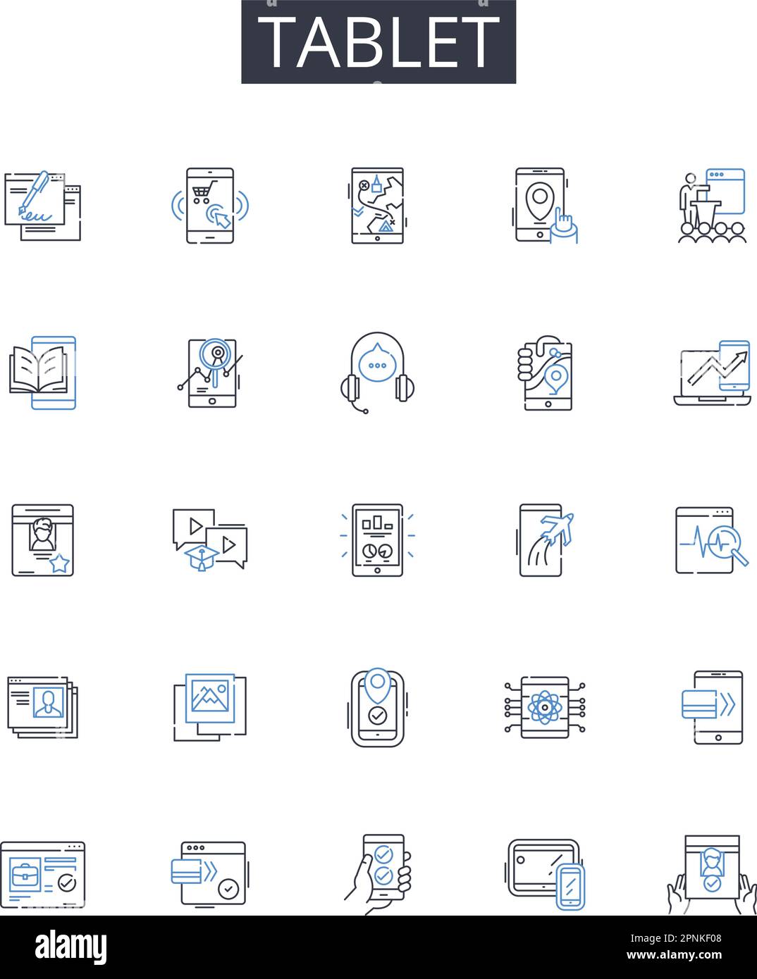 Tablet line icons collection. Gadget, Wireless, Device, Smartph, Netbook, Laptop, Computer ...