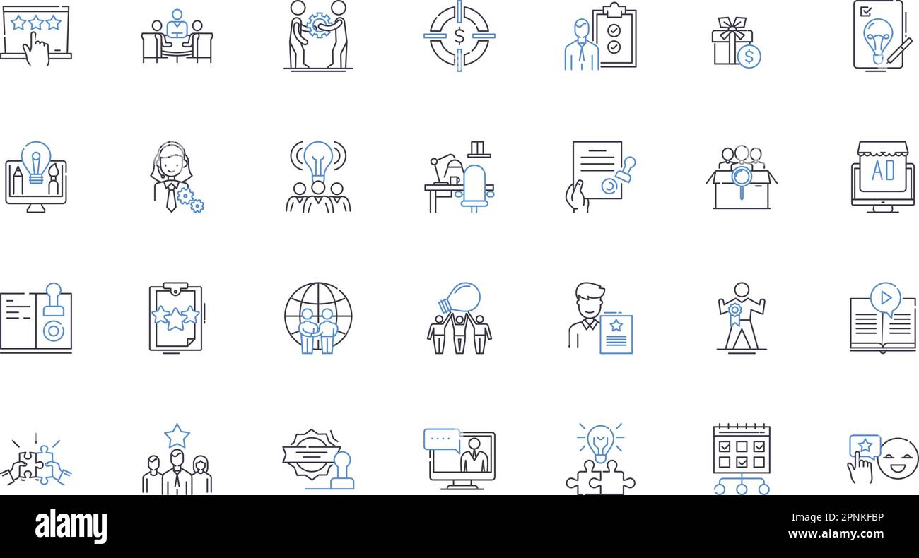 Outreach and engagement line icons collection. Connection, Involvement, Participation, Community ...