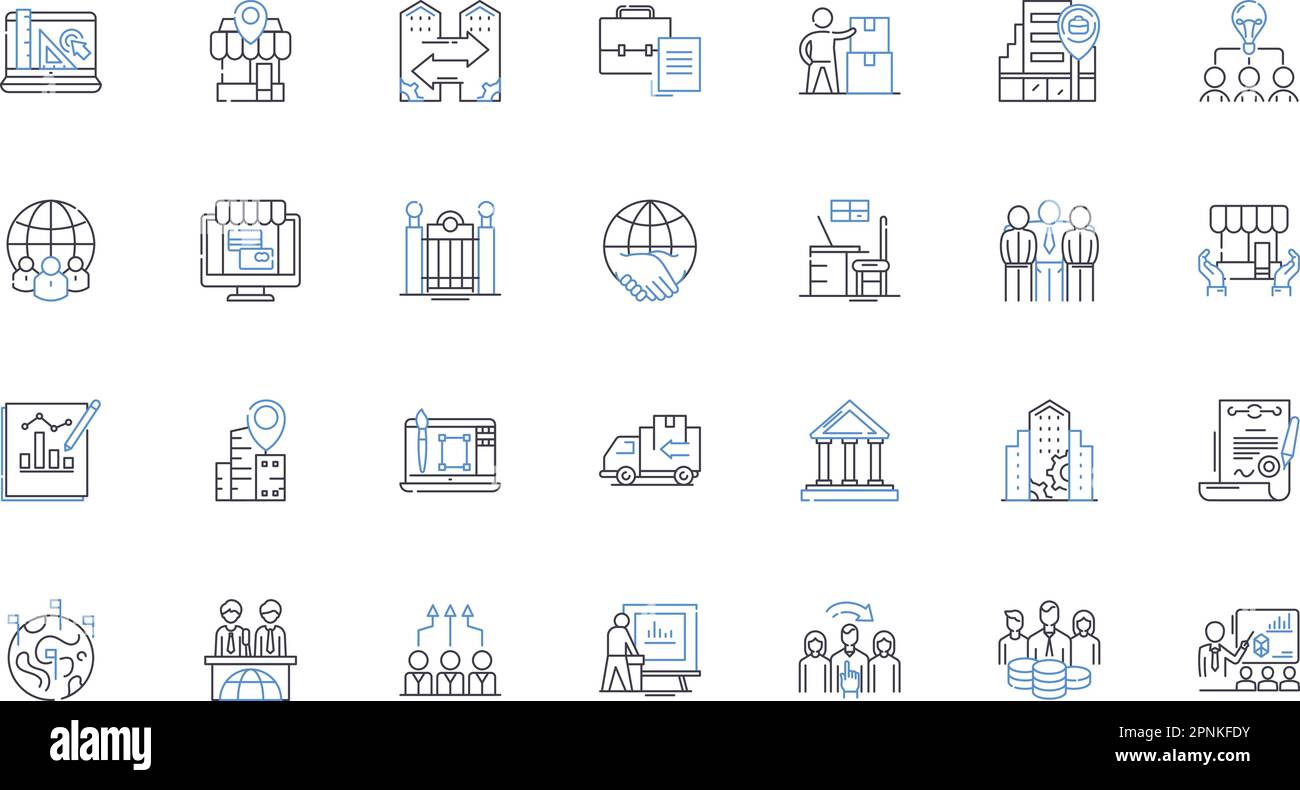 Organizational Mapping Line Icons Collection Strategy Alignment