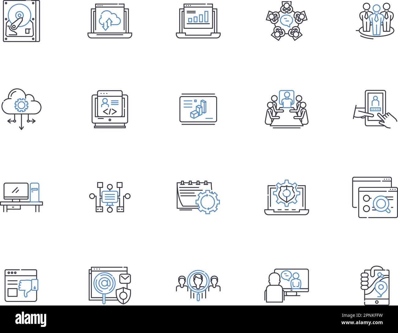 Brand management line icons collection. Identity, Positioning ...