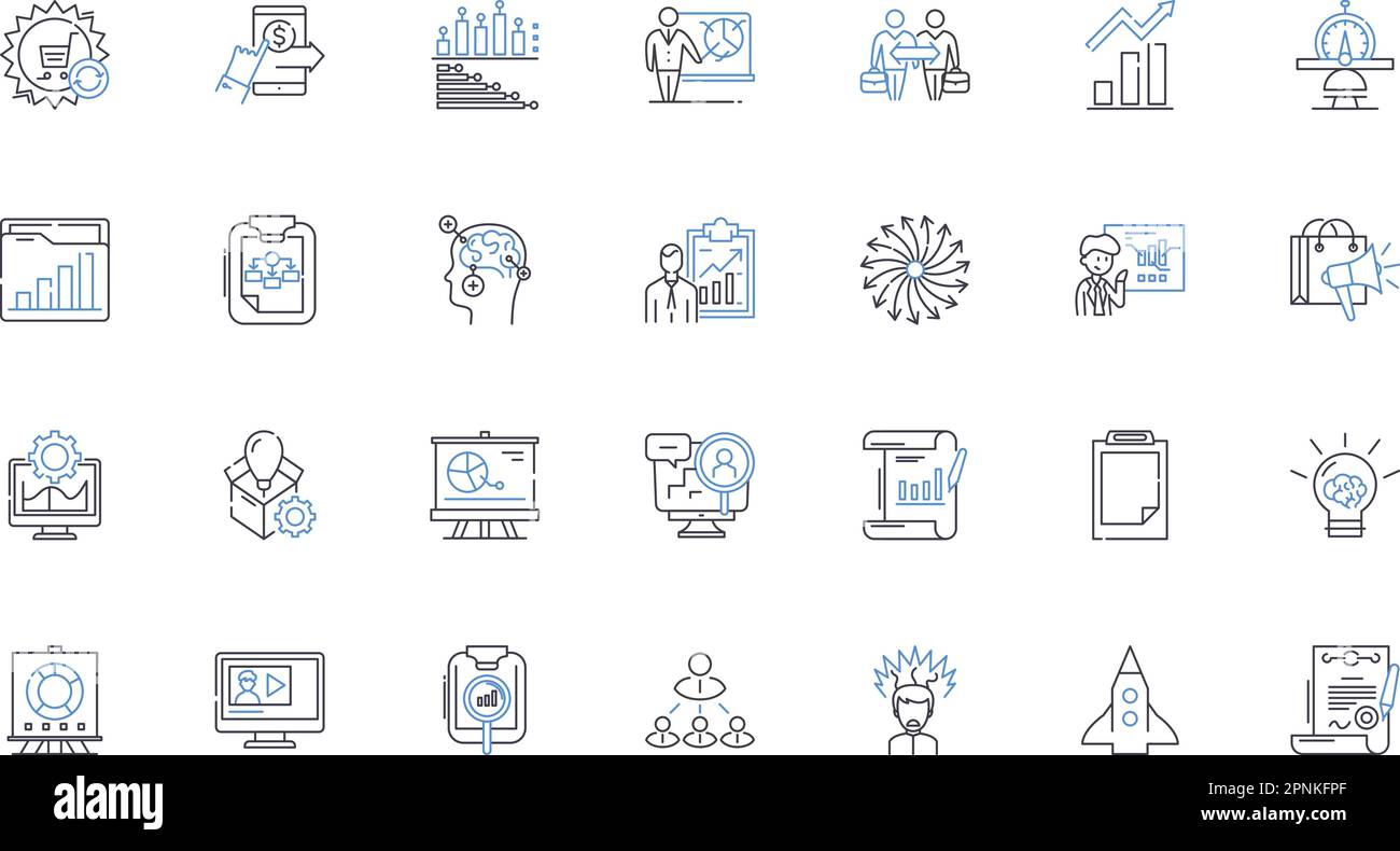 Plotting and scheming line icons collection. Machination, Strategy ...