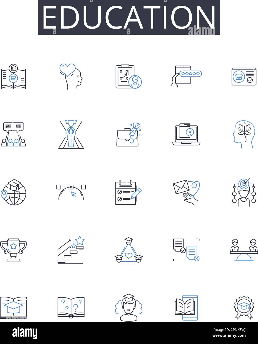 Education line icons collection. Learning, Instruction, Schooling, Knowledge, Scholarship ...