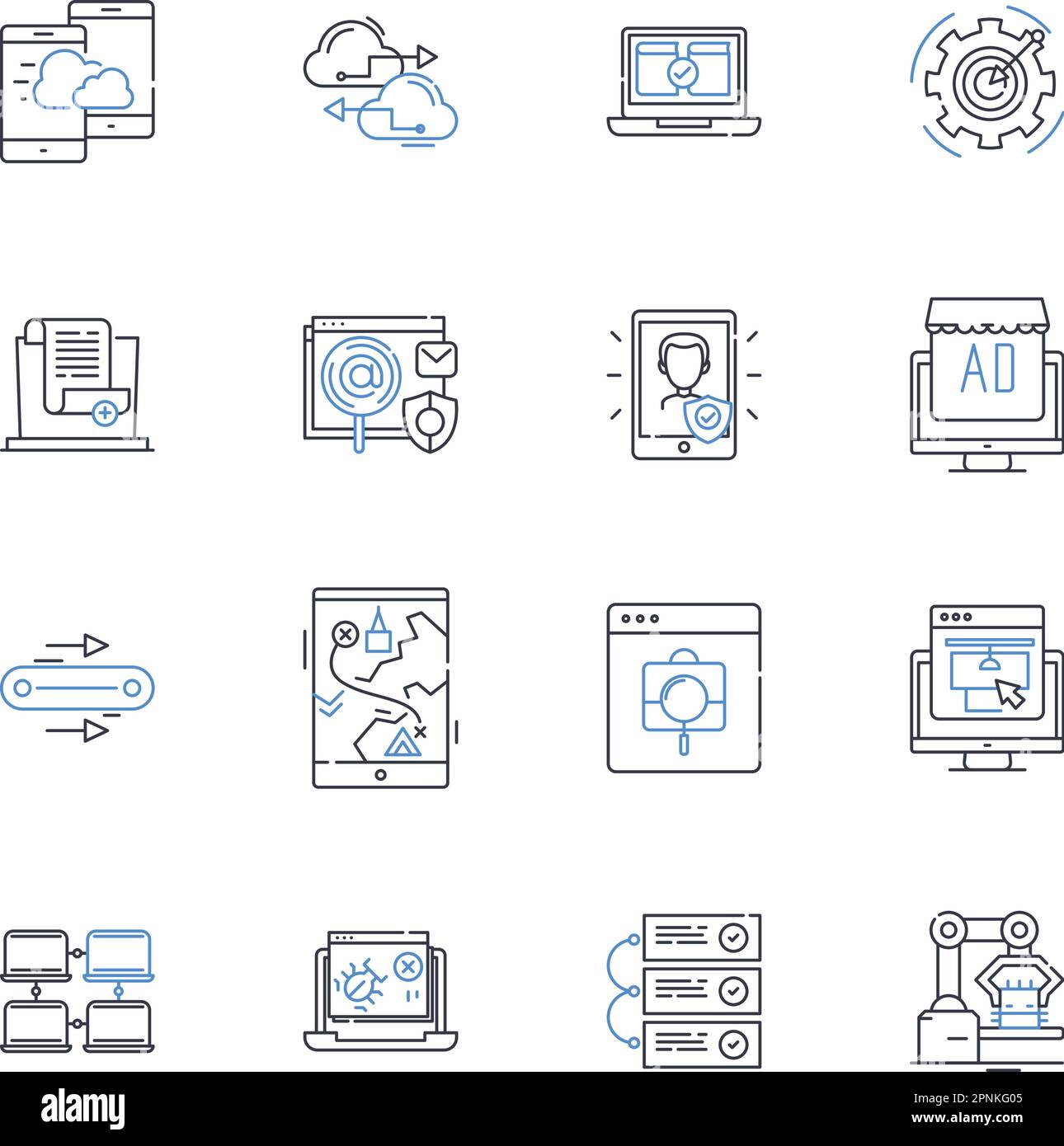 Computerized glossy line icons collection. Shiny, Digital, Polished, Sleek, Modern, Computerized ...