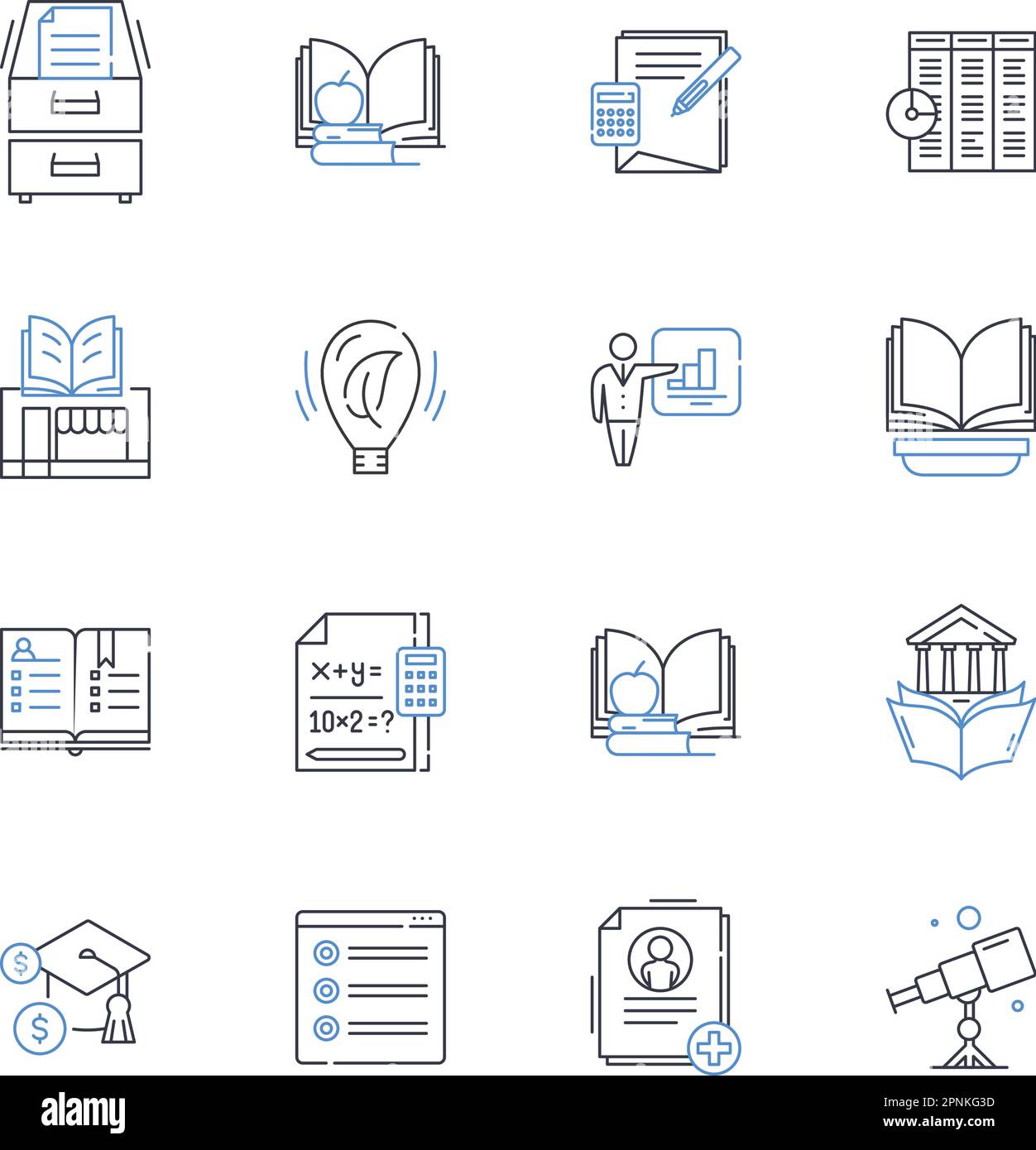 Biochemical analysis line icons collection. Proteomics, Metabolomics ...