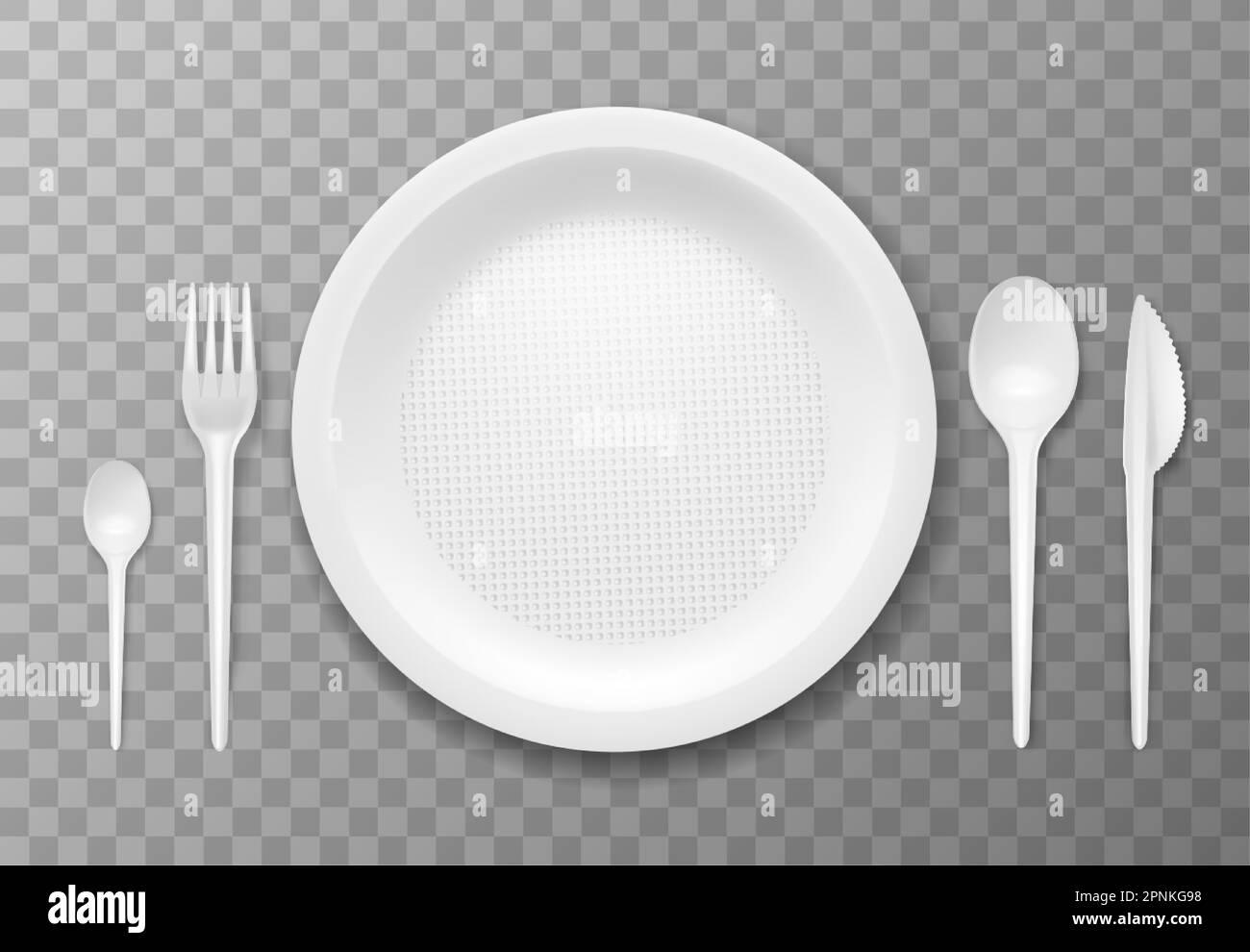 Table setting with disposable tableware at transparent background ...