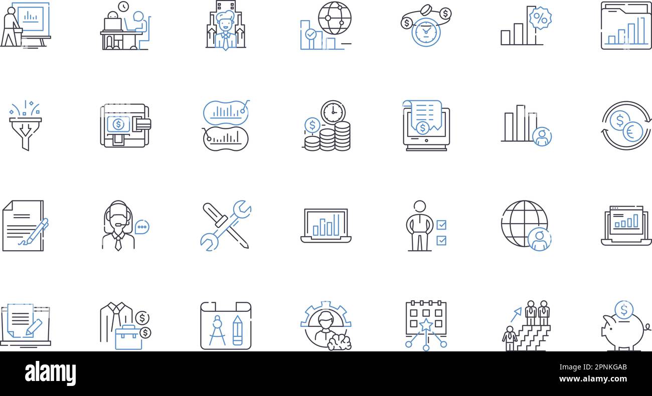 Global Cooperation Line Icons Collection Unity Alliance Collaboration Partnership