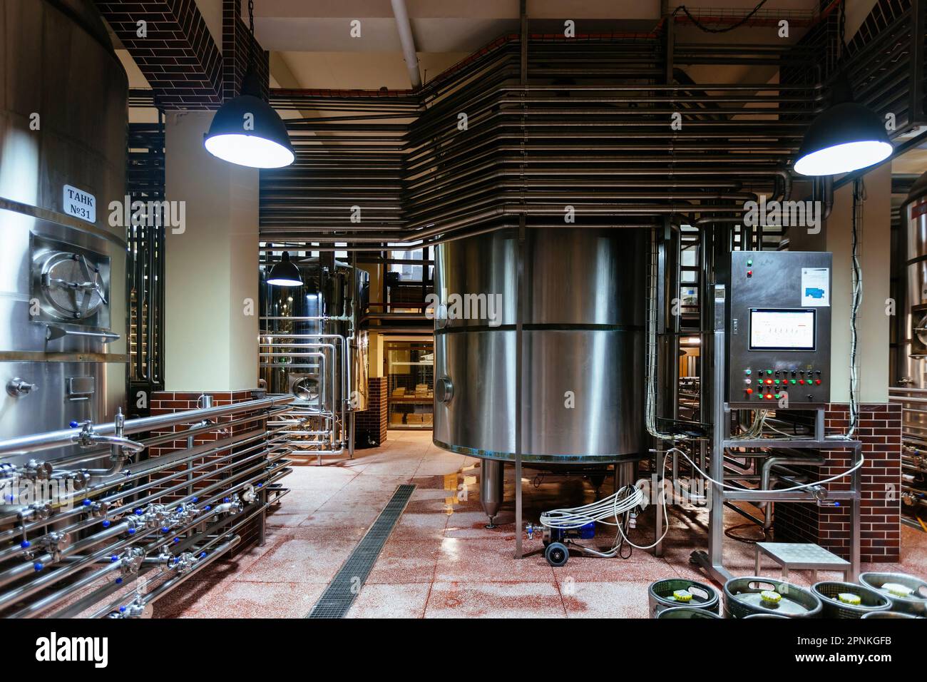 Modern brewery production line with CNC control Stock Photo - Alamy