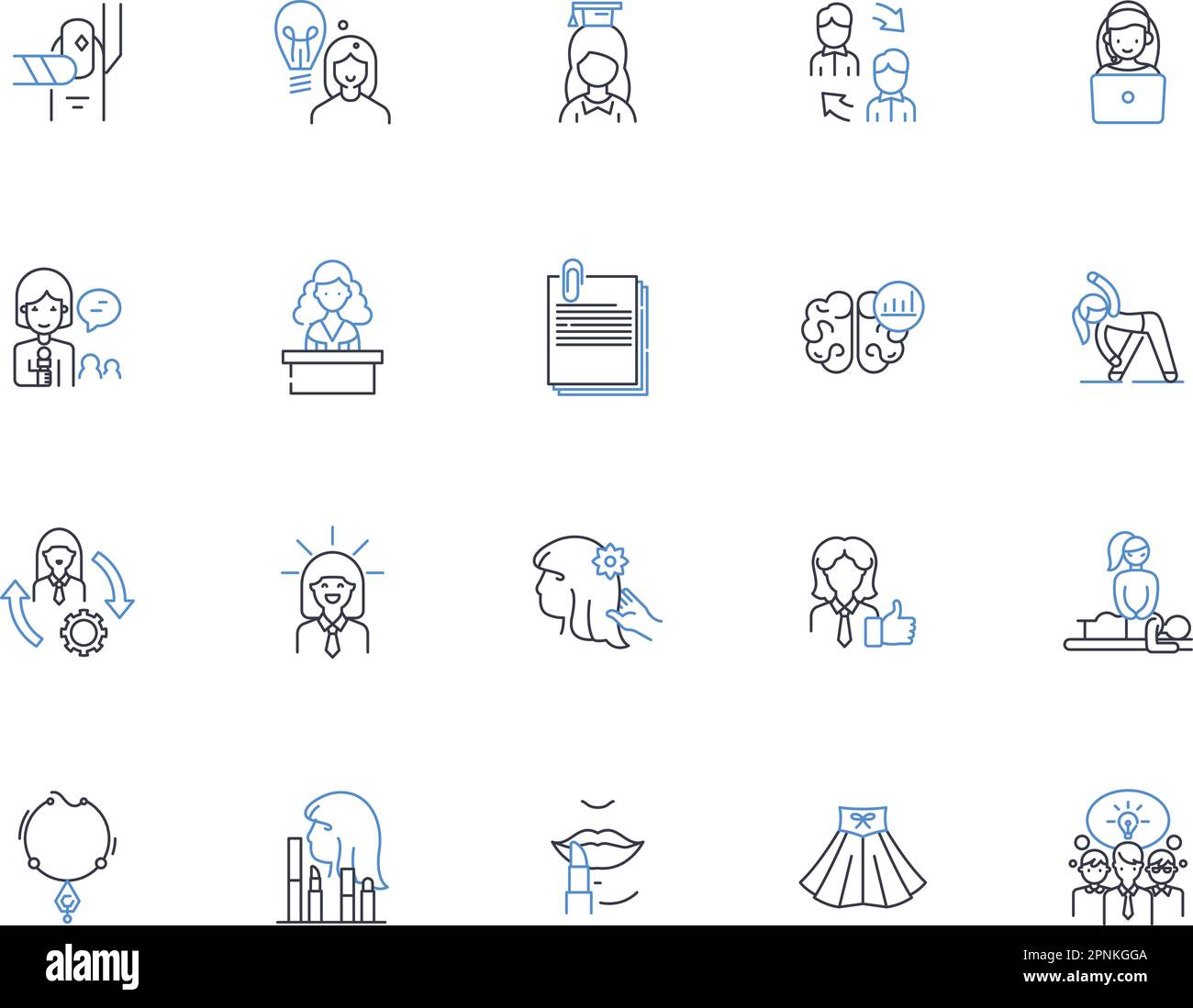Lady-lead companies line icons collection. Empowering, Trailblazing ...