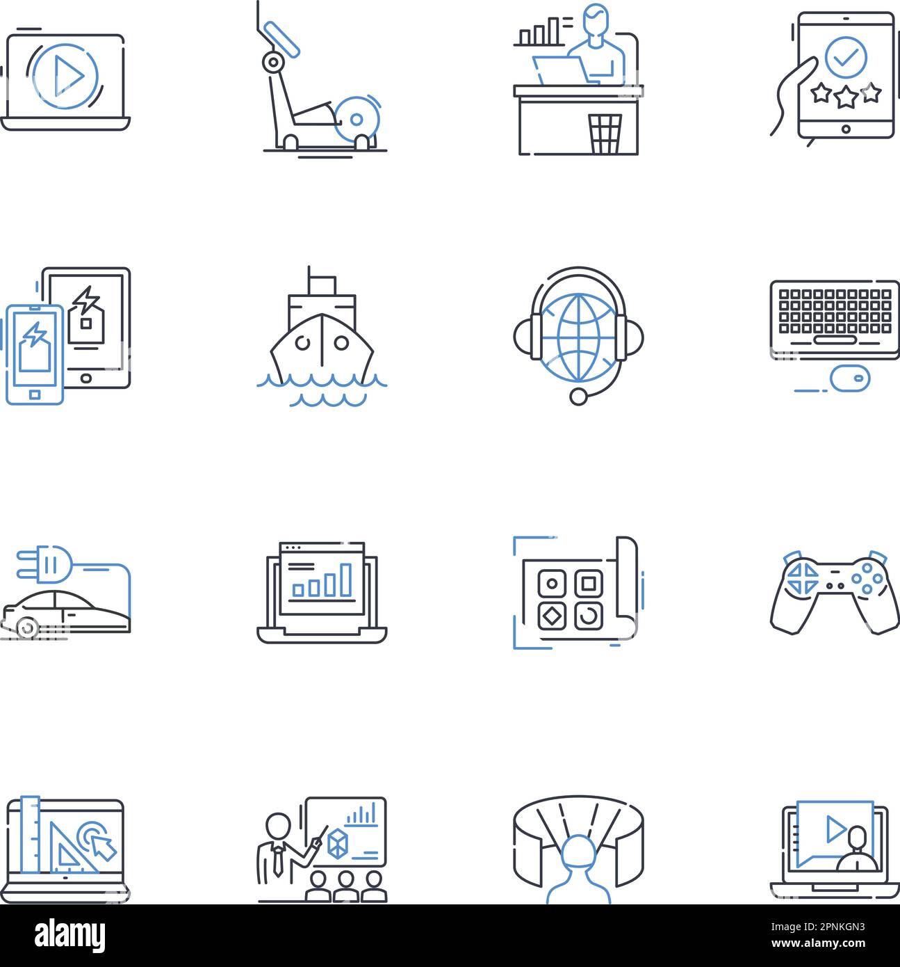 Virtual design line icons collection. D, Rendering, Augmented, Virtual ...