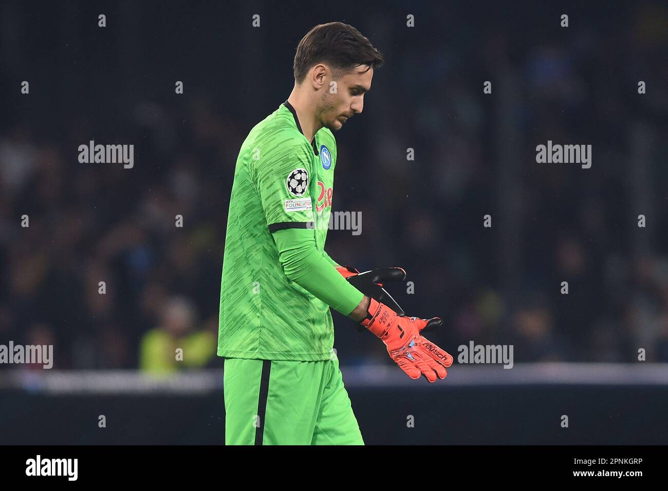 Naples, Italy. 18 Apr, 2023. Alex Meret of SSC Napoli during the Uefa ...