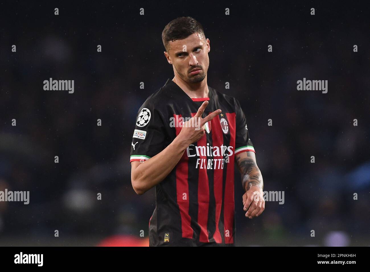 Naples, Italy. 18 Apr, 2023. Rade Krunic of AC Milan during the Uefa ...