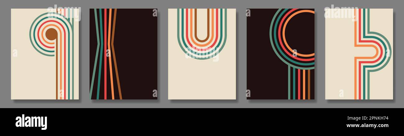 Retro 70s geometric posters. Vector illustration Stock Vector Image ...