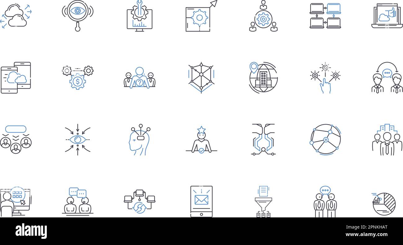 Synergy Line Icons Collection Collaboration Unity Partnership