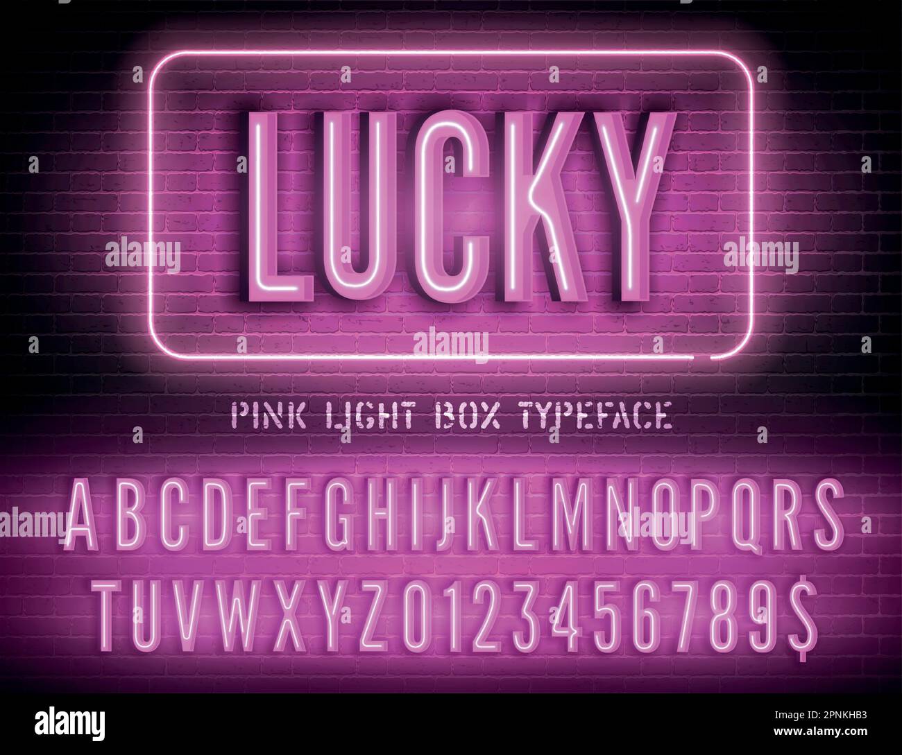 Lucky night light box extra glowing effect narrow font with numbers on ...