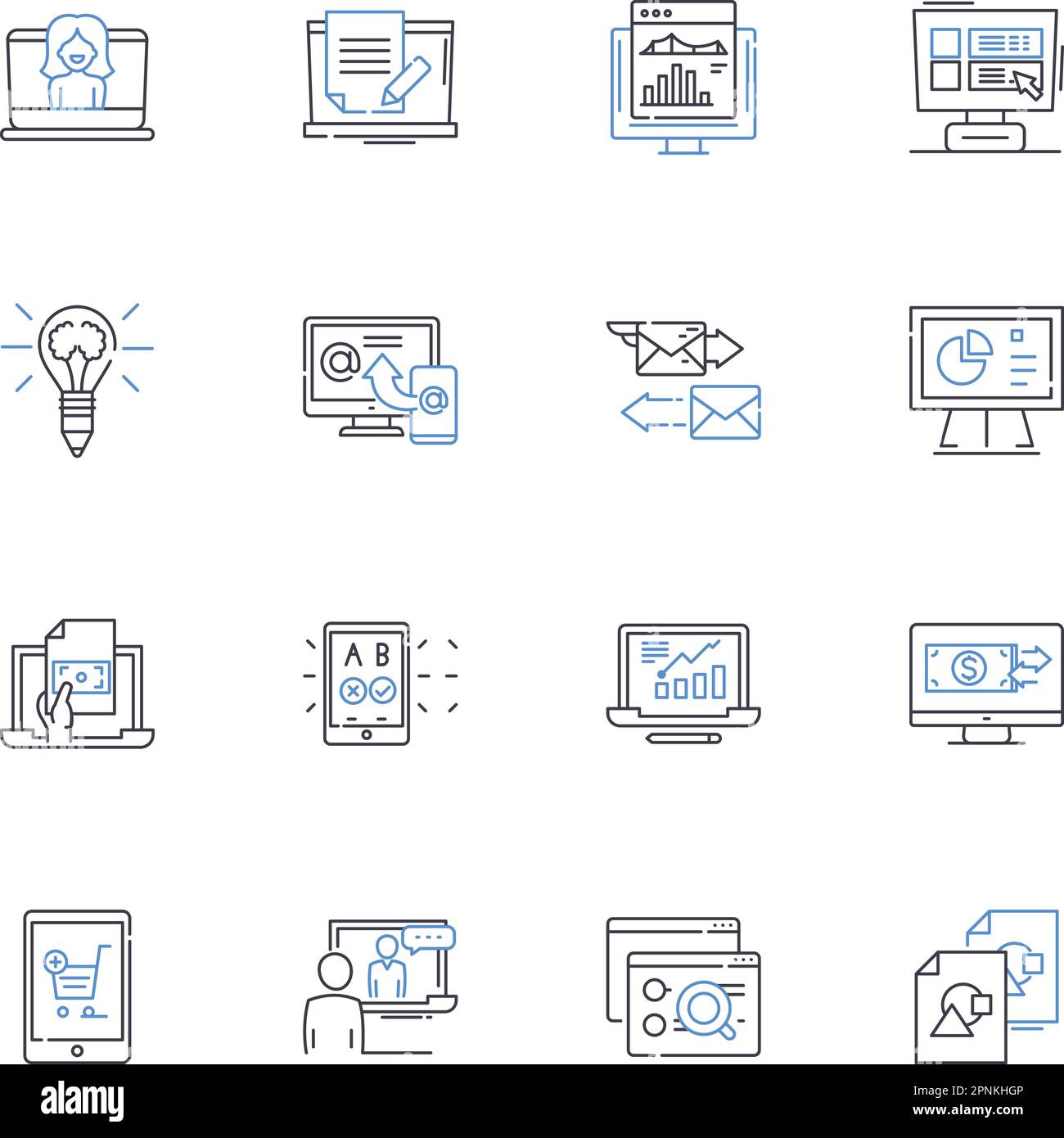 Native advertising line icons collection. Branding, Content, Engagement ...