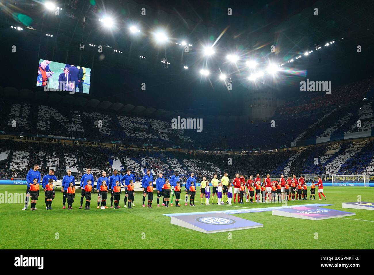 Milan, Italy. 19th Apr, 2023. Milan, Italy, April 19th 2023: Inter fans ...