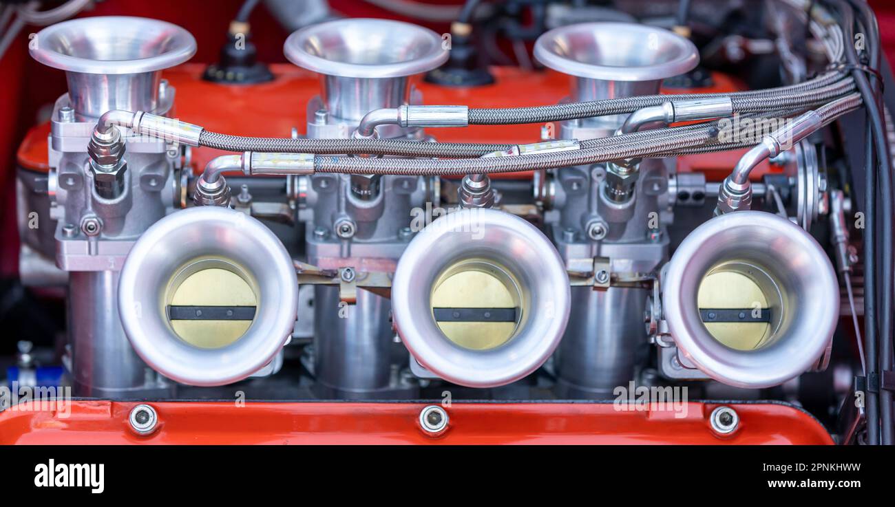 close up of sixties racing car engine Stock Photo - Alamy